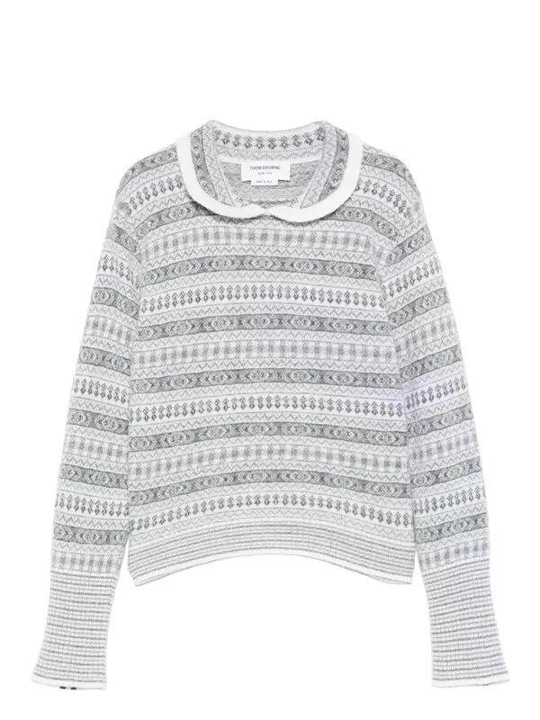 Thom Browne Fair Isle-jacquard Peter Pan Collar Sweater - White