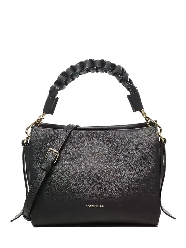COCCINELLE Braided-handle Leather Shoulder Bag - Black