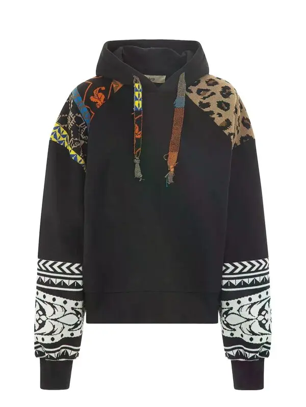 AKEP Patchwork-design Hoodie - Black