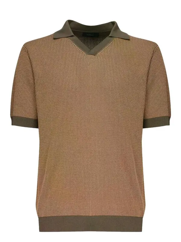 ZANONE Waffle-knit Polo Shirt - Neutrals