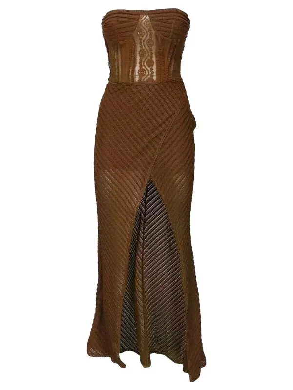 Charo Ruiz Ibiza Fae Mesh Midi Dress - Brown
