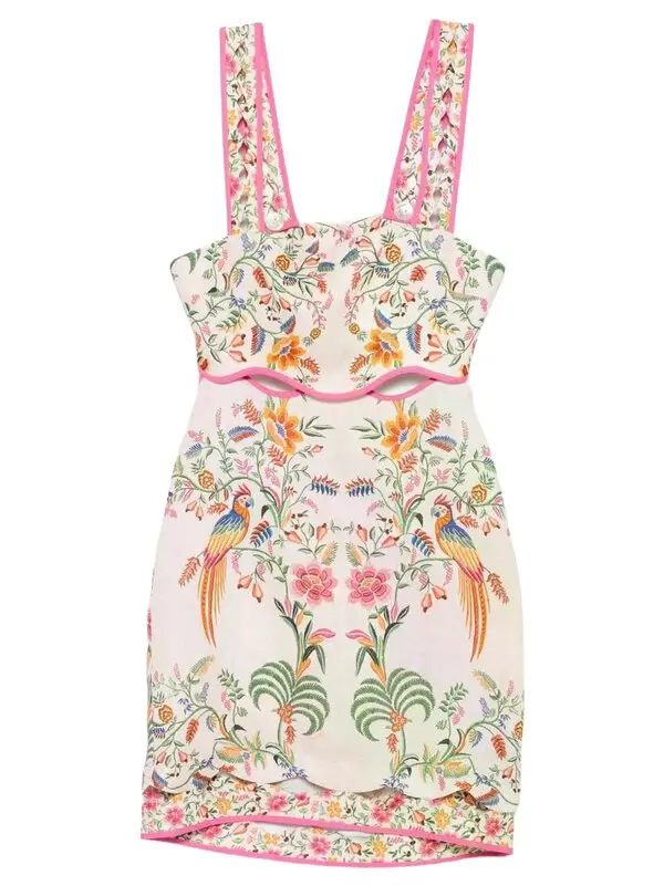 Farm Rio Floral-embroidered Mini Dress - Pink