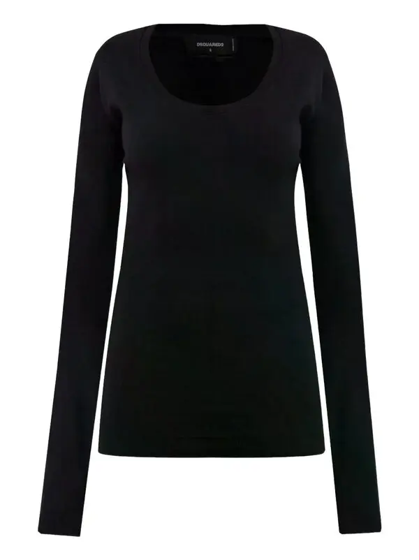 Dsquared2 Round-neck Long-sleeve Top - Black