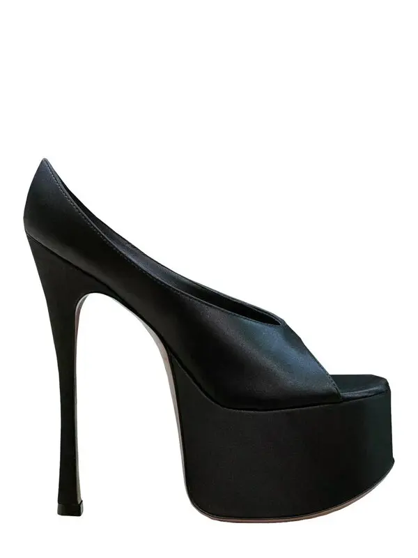 Amina Muaddi Anok Satin Platform Pumps - Black
