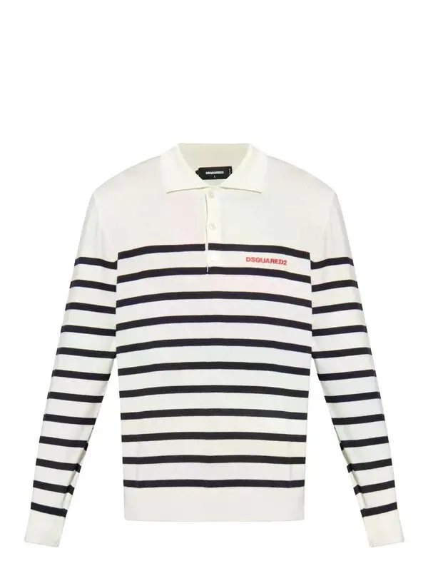 Dsquared2 Striped Polo-neck Sweater - White