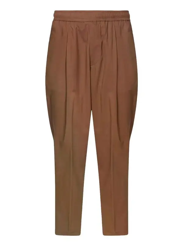 GIULIANO GALIANO Pleat-detailed Elastic-waist Trousers - Brown
