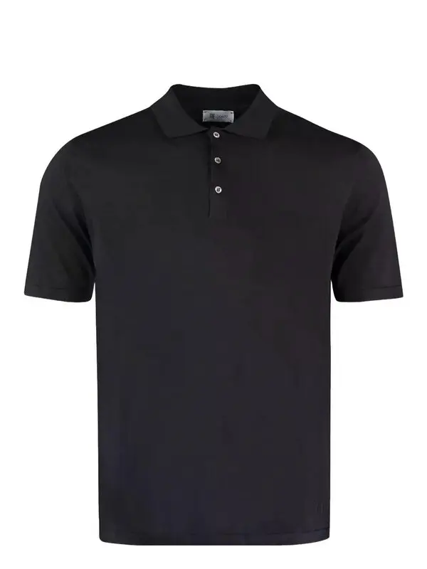 THE (ALPHABET) Cotton Polo Shirt - Black