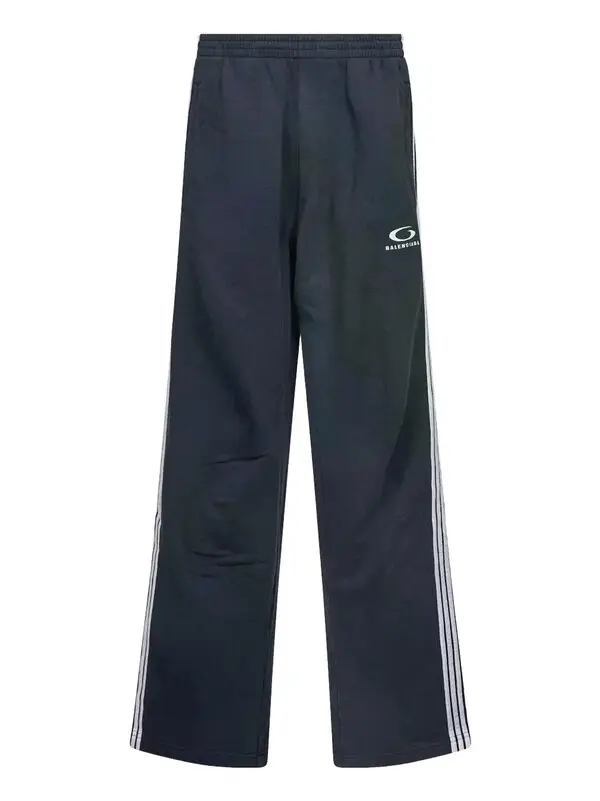Balenciaga Embroidered-striped Track Pants - Blue