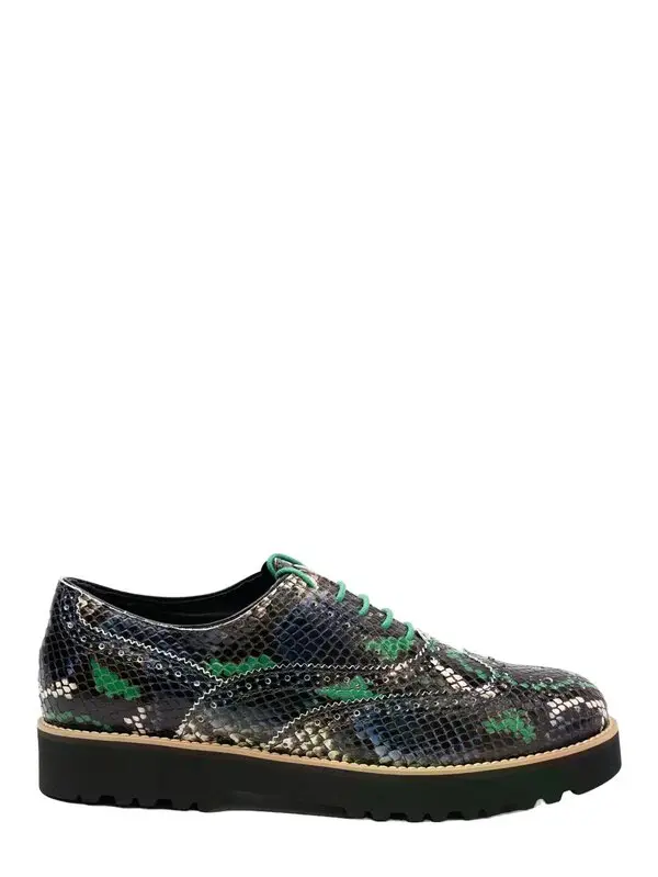 Hogan Snakeskin Platform Brogue Boots - Black