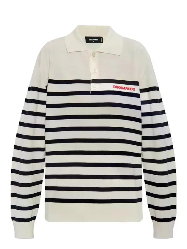 Dsquared2 Striped Polo-neck Sweater - White