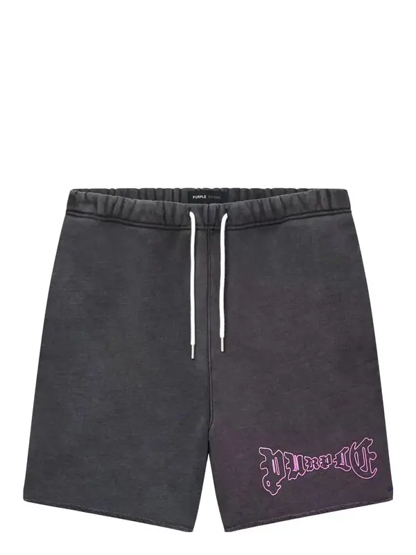 PURPLE BRAND Arched Gothic Wordmark Shorts - Black