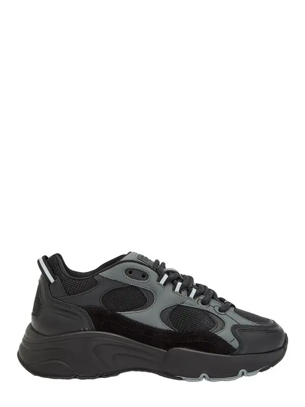 CLEENS Pulse Runner Panelled Mesh Sneakers - Black Grey