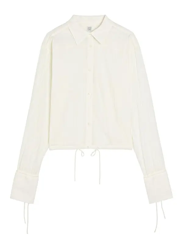 TOTEME Plissé Cotton Shirt - Off White
