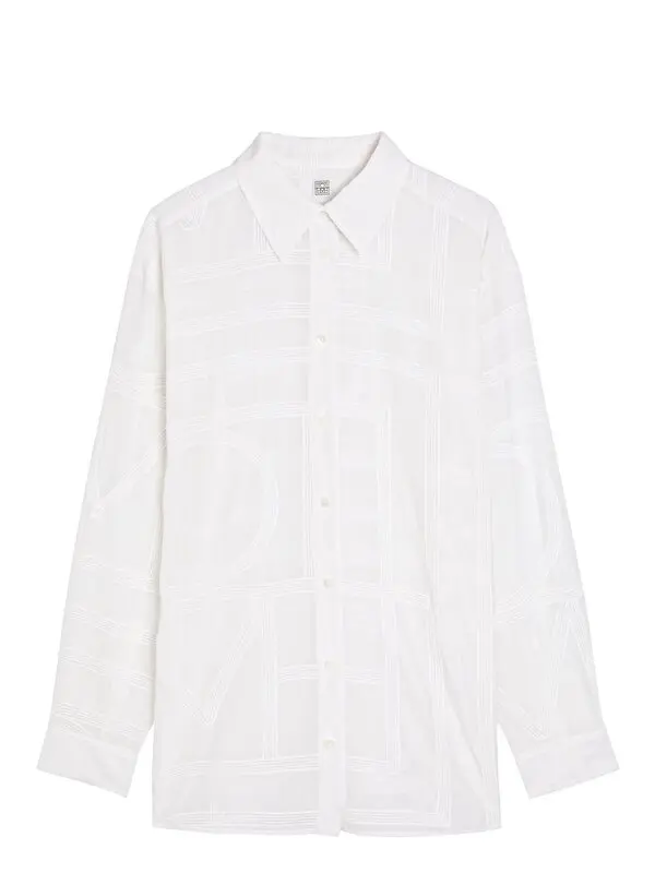 TOTEME Logo Cotton-blend Pyjama Shirt - White
