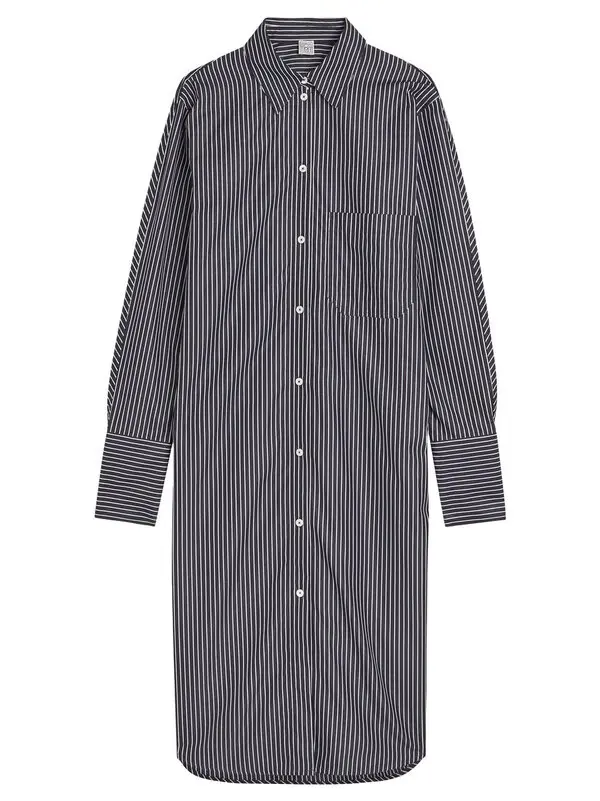 TOTÊME Striped Cotton Midi Shirt Dress - Black And White