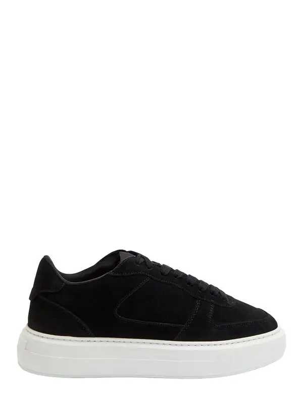 CLEENS Panelled Suede Court Sneakers - Black