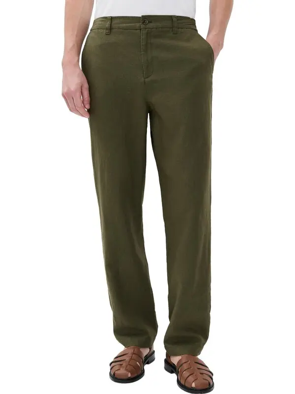 LES DEUX Pino Linen Pants - Olive Night