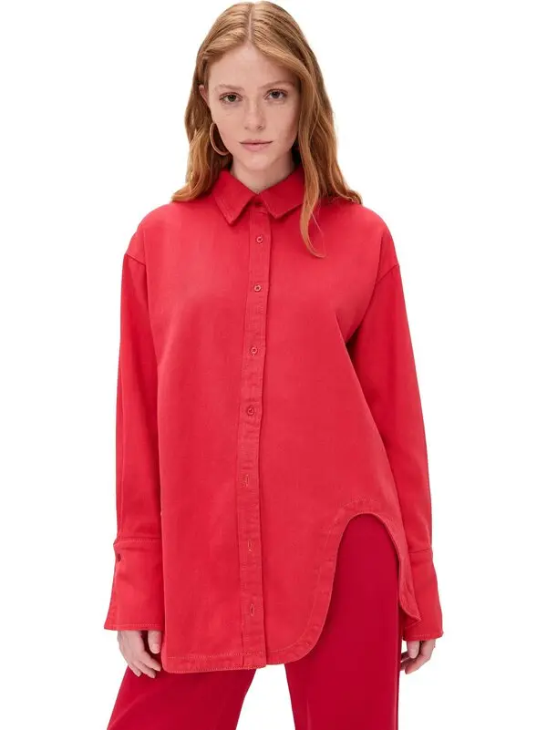 Lioness Off Duty Denim Shirt - Crimson