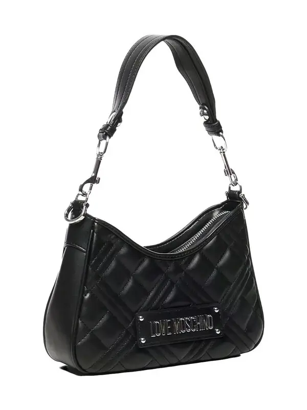 Moschino Quilted Logo Shoulder Bag - Black