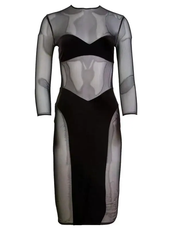 FLEUR DU MAL Mesh Panel Bodycon Dress - Black