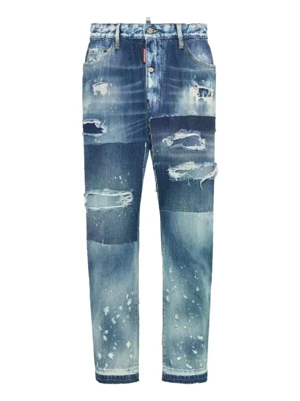 Dsquared2 Ripped Straight Jeans - Blue
