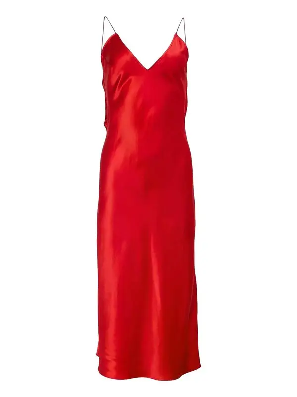 FLEUR DU MAL Crystal Midi Low-back Slip Dress - Red