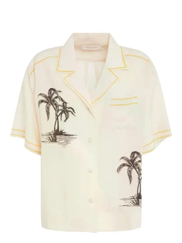 Zimmermann Palm Tree-print Shirt - Neutrals