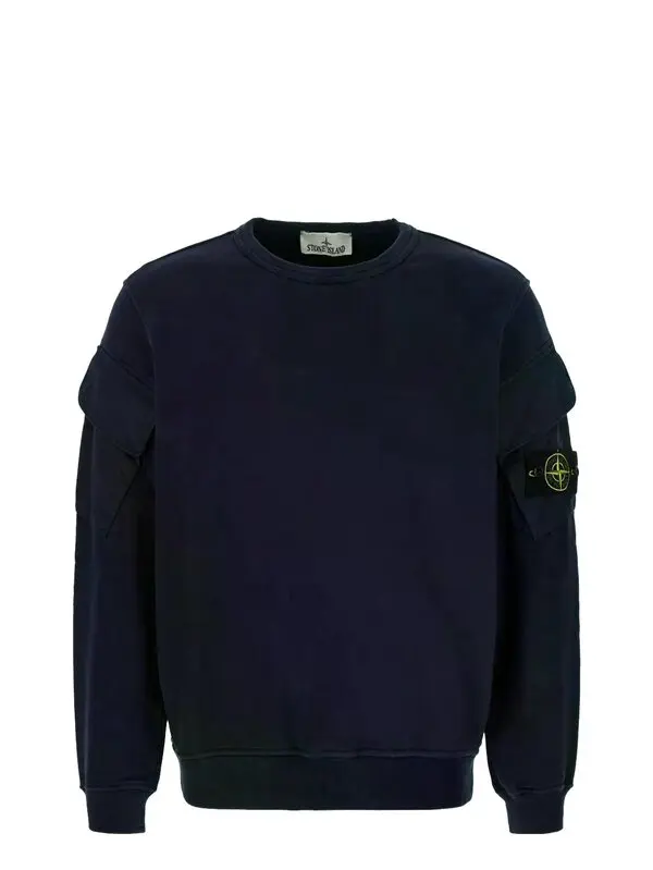 Stone Island Pocket-detail Cotton Sweatshirt - Blue