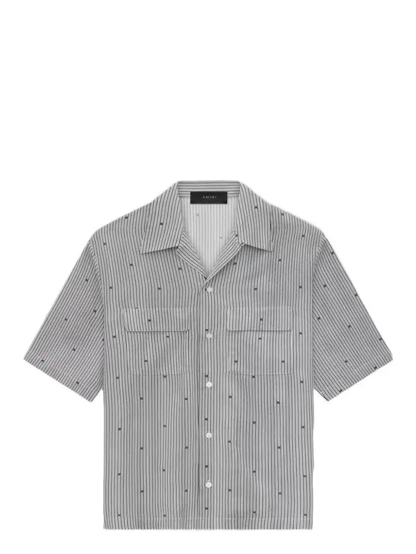 Amiri Pinstripe Camp-collar Shirt - Black