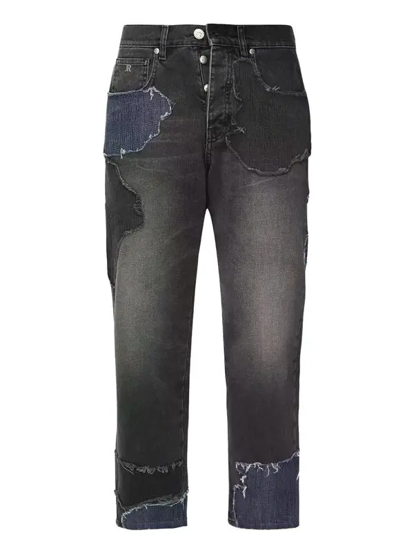 John Richmond Patchwork Frayed Jeans - Black