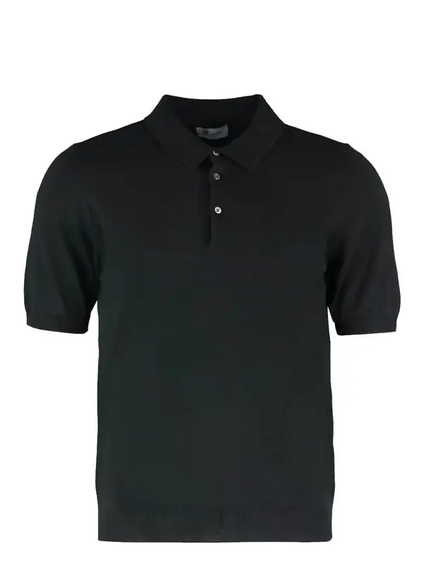 THE (ALPHABET) Cotton Polo Shirt - Black