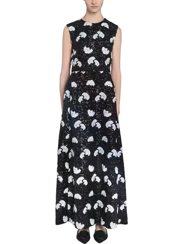 Giambattista Valli Carnation-print Sequined Maxi Dress - Black