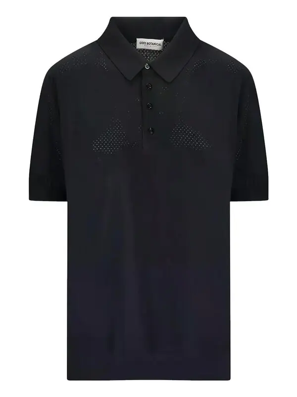 GOES BOTANICAL Perforated Polo Shirt - Black