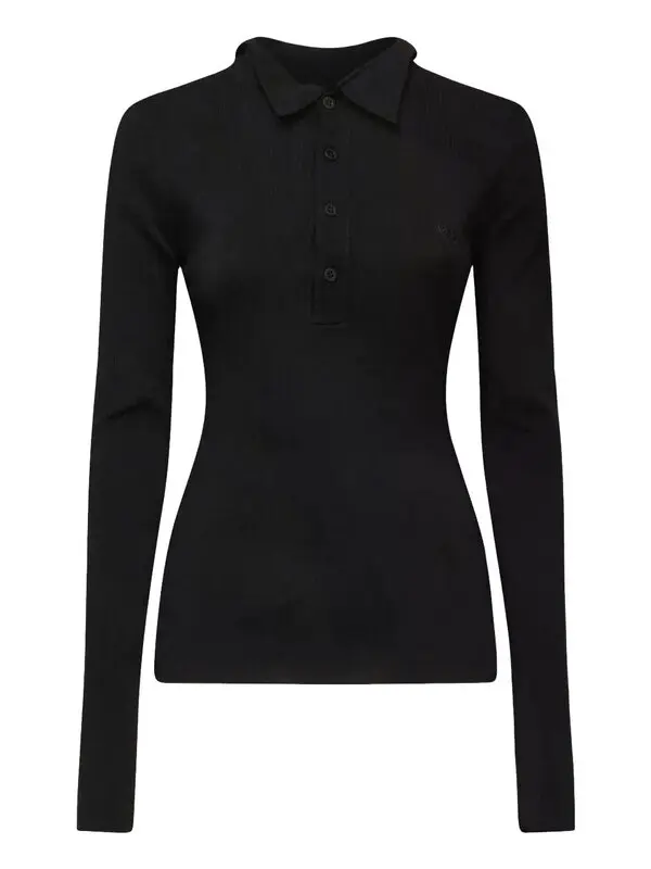 Balenciaga Ribbed Polo Shirt - Black