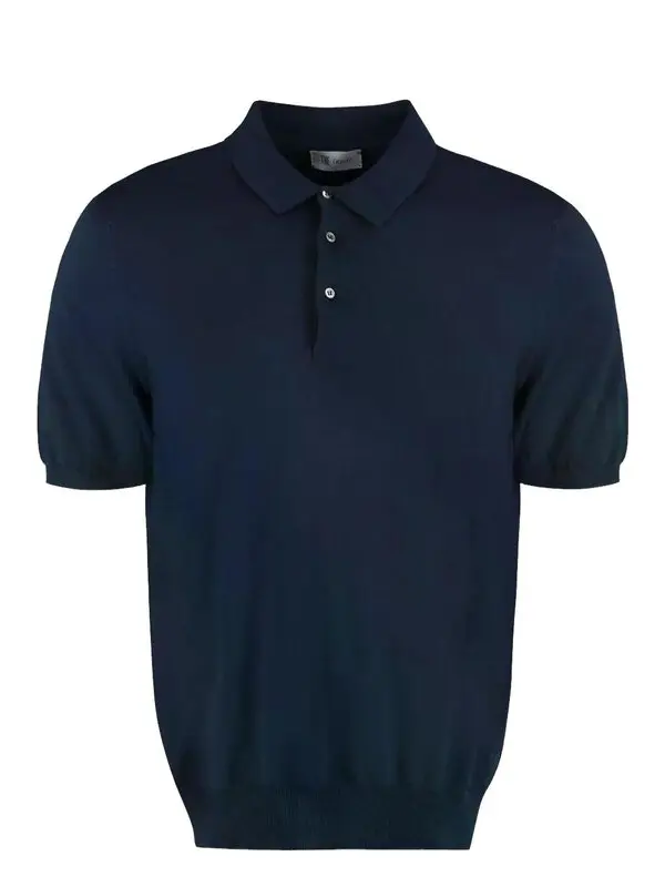 THE (ALPHABET) Fine-knit Polo Shirt - Blue