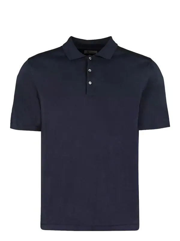 THE (ALPHABET) Knitted Polo Shirt - Blue