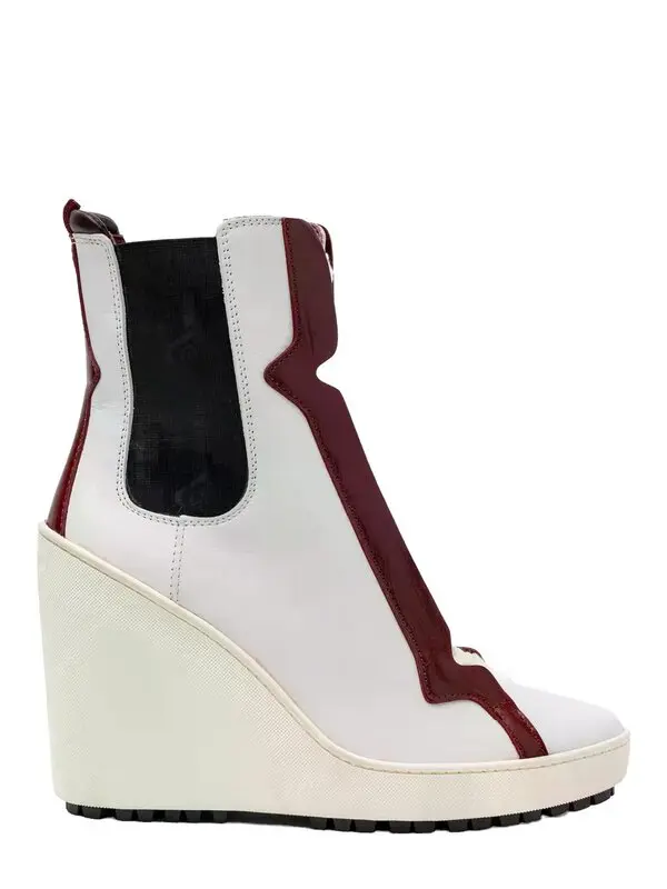 Hogan Lace-up Wedge Boots - White