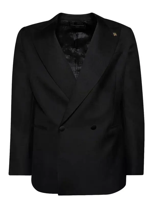 Amiri Double-breasted Peak-lapel Blazer - Black