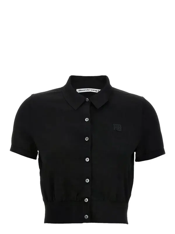 Alexander Wang Logo-embroidered Short-sleeve Shirt - Black