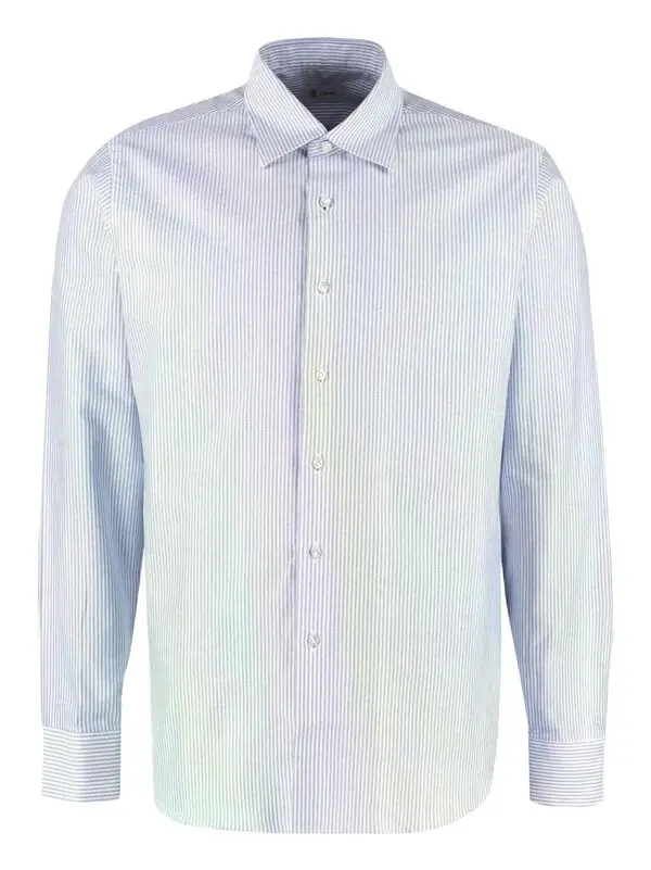 THE (ALPHABET) Striped Cotton Shirt - Blue