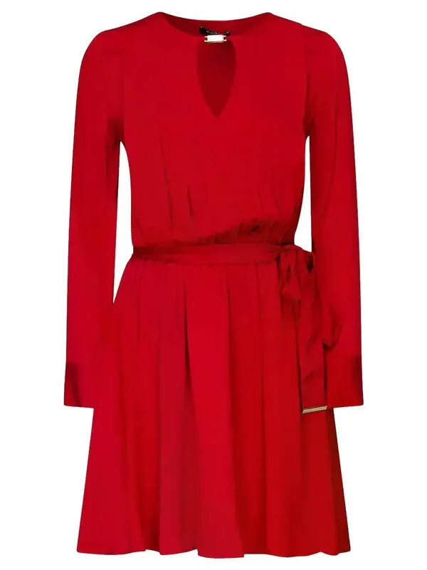 MARCIANO Keyhole-neck Belted Dress - Red