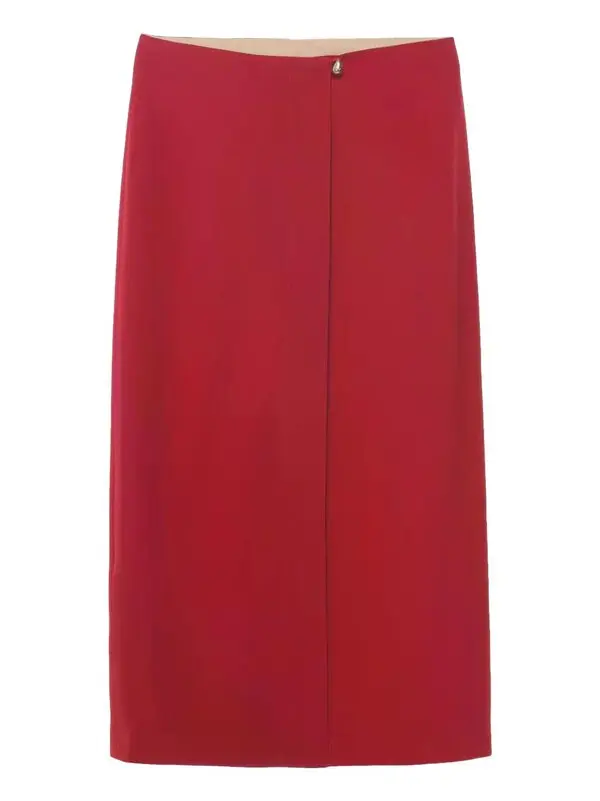 Carven Midi Skirt With Front Slit - Red