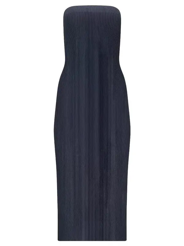Max Mara Ribbed Strapless Midi Dress - Blue
