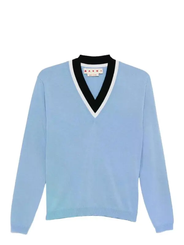 Marni V-neck Virgin Wool Sweater - Blue