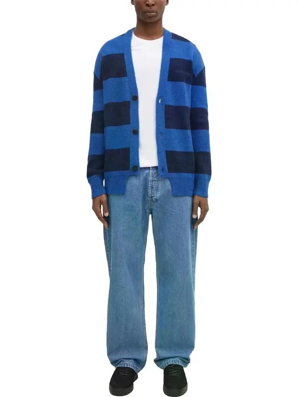 Aries Striped Buttoned Cardigan - Blue