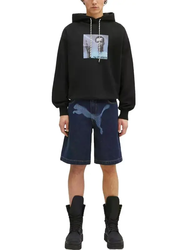 Aries Graphic-print Drawstring Hoodie - Black