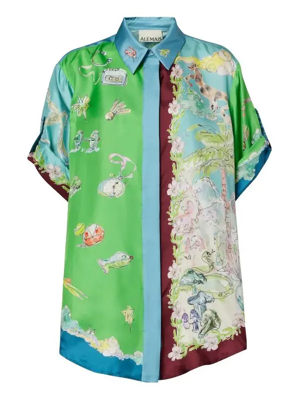 ALEMAIS Alémais Daria Printed Silk Satin Shirt - Multicoloured