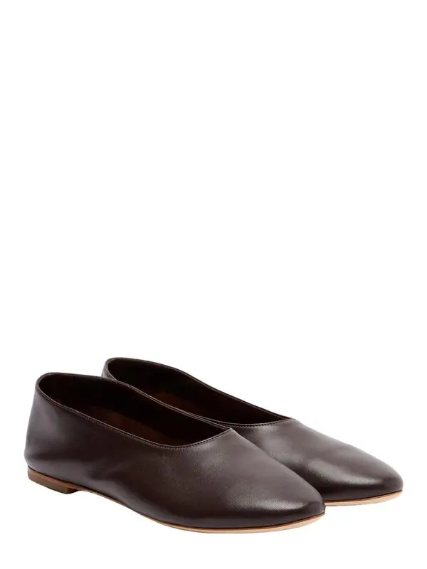 Staud Alba Leather Ballet Flats - Black