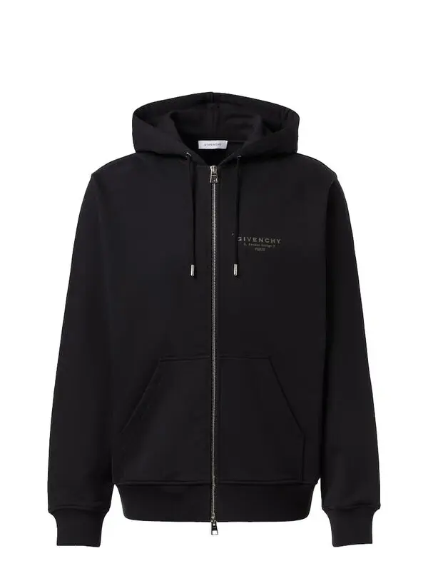 Givenchy Logo Cotton Jersey Hoodie - Black