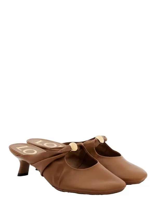 Loewe Pebble 45 Leather Mules - Brown